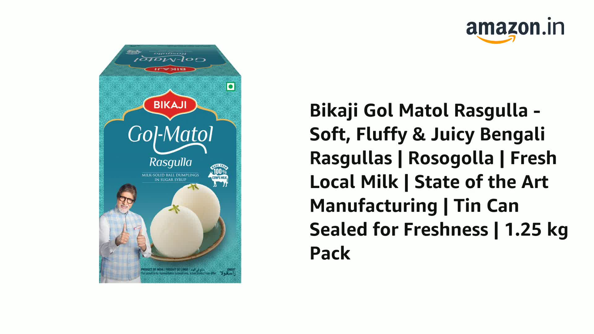 Grocery :: Sweets :: Indian Sweets :: Bikaji Gol Matol Rasgulla - Soft ...